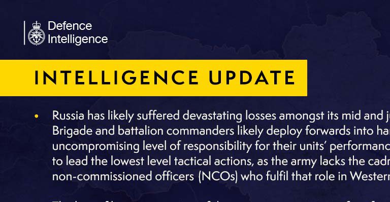 UK Ministry of Defence issues latest intelligence update on Ukraine ...