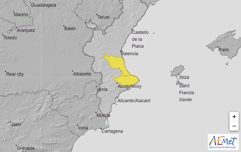 Yellow Warnings Issued In Valencia and Alicante For Imminent Heavy ...