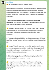 Telegram calls Sánchez’s social media plan “steps towards total control ...